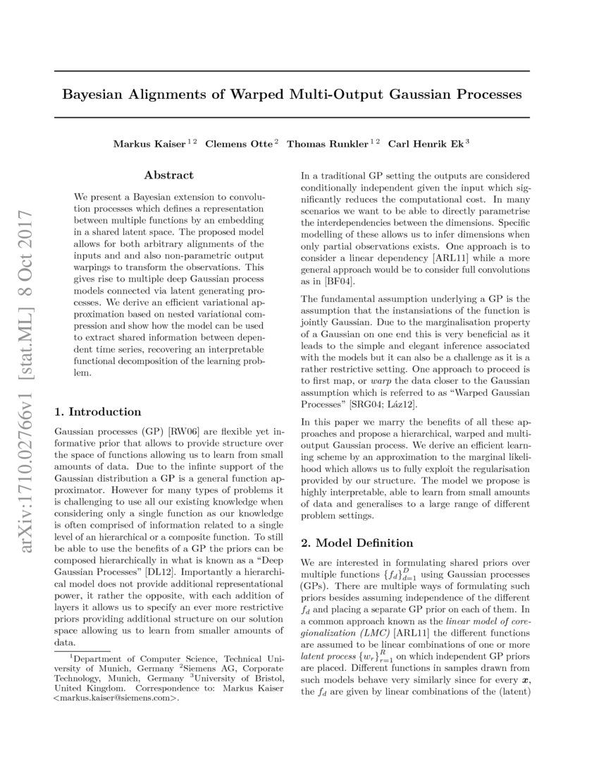 Bayesian Alignments of Warped Multi-Output Gaussian Processes | DeepAI