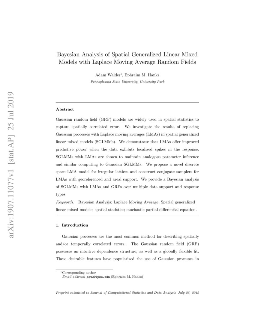 Bayesian Analysis of Spatial Generalized Linear Mixed Models with ... Bayesian Analysis of Spatial Generalized Linear Mixed Models with ...