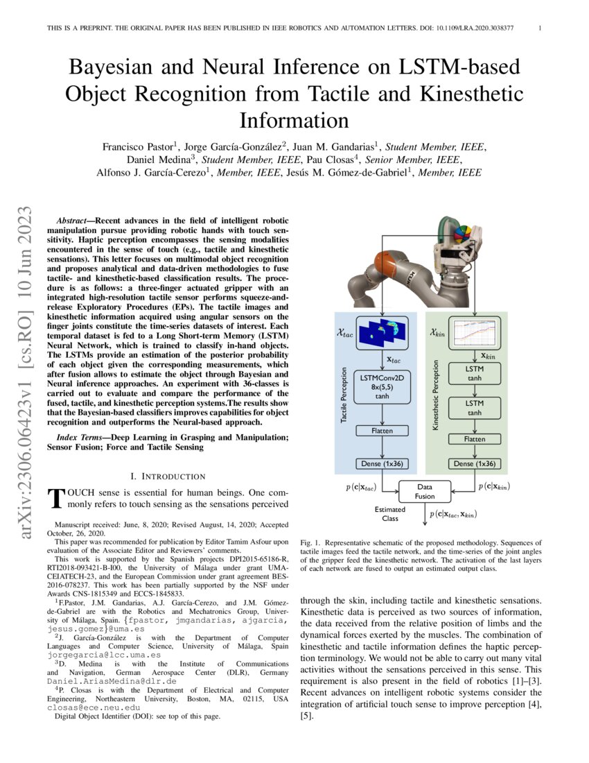 Bayesian And Neural Inference On Lstm Based Object Recognition From Tactile And Kinesthetic
