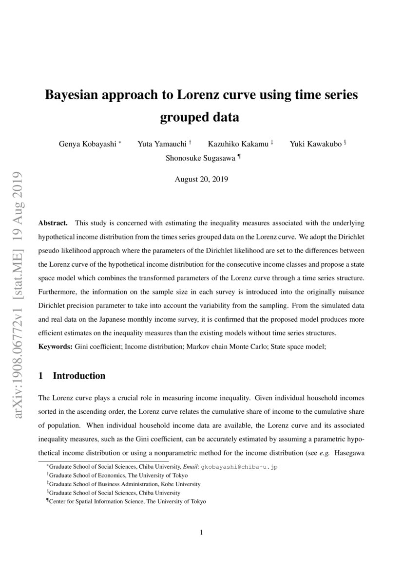 Bayesian Approach To Lorenz Curve Using Time Series Grouped Data Deepai