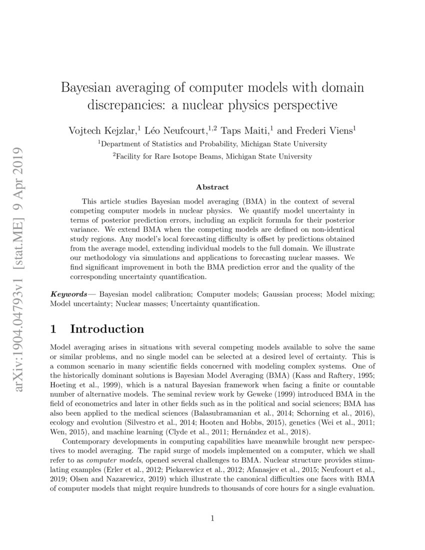 Bayesian averaging of computer models with domain discrepancies: a ...
