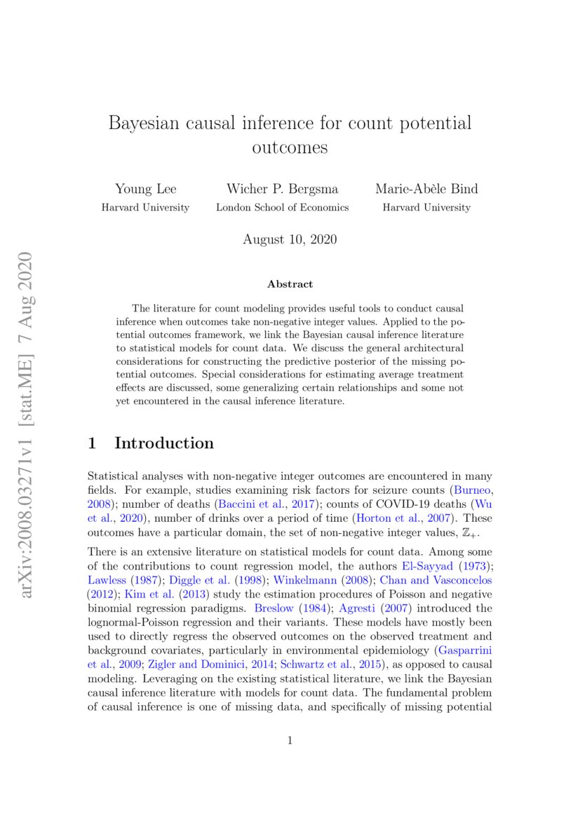 Bayesian causal inference for count potential outcomes | DeepAI