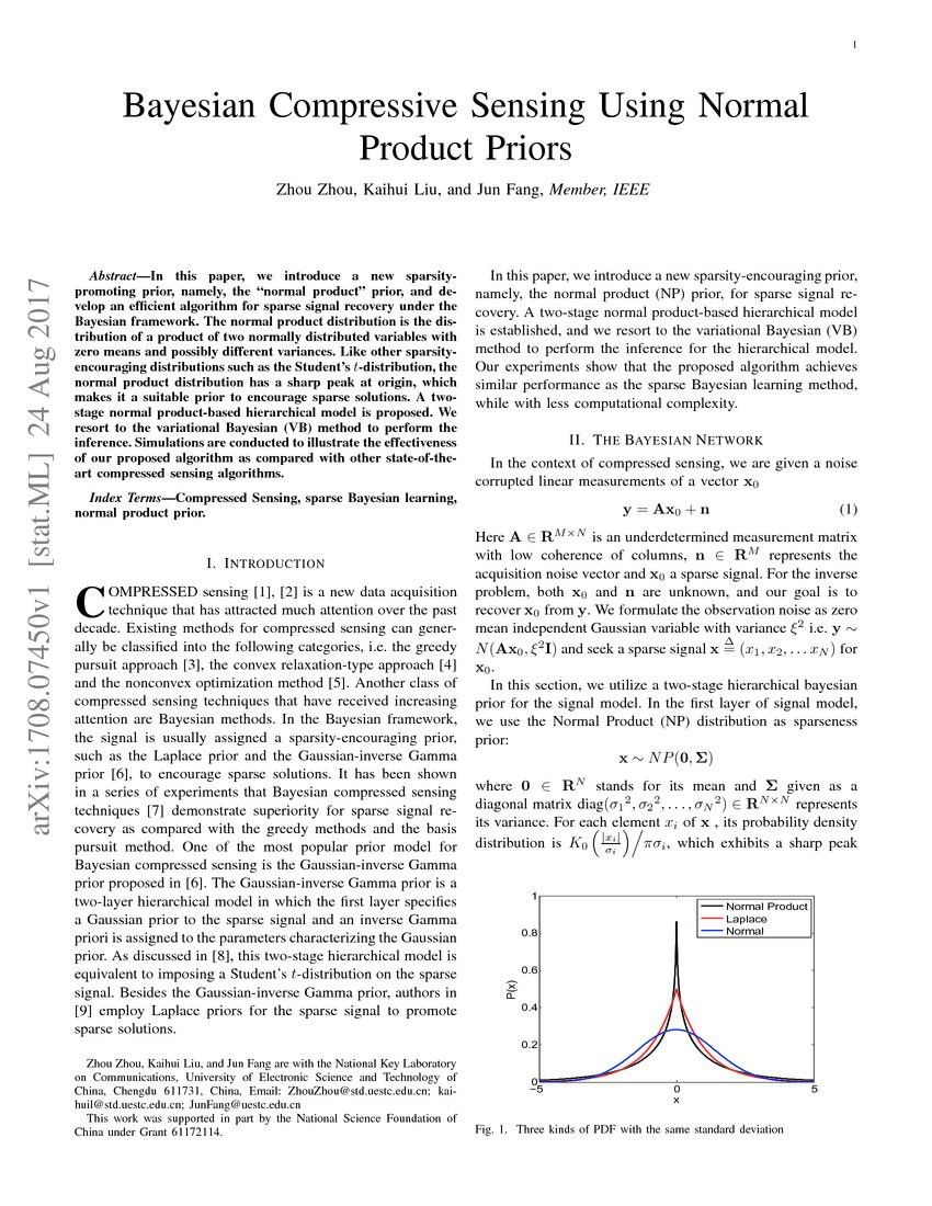 Bayesian Compressive Sensing Using Normal Product Priors | DeepAI