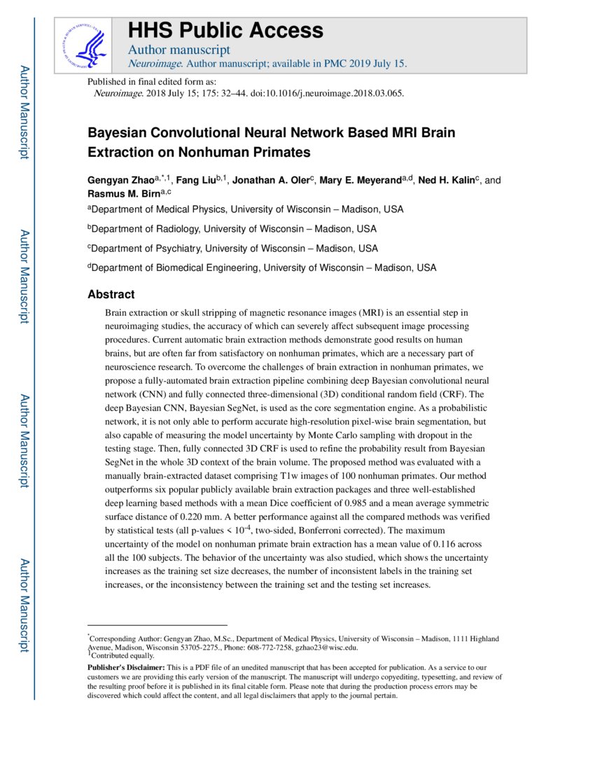 Bayesian Convolutional Neural Network Based Mri Brain Extraction On Nonhuman Primates Deepai