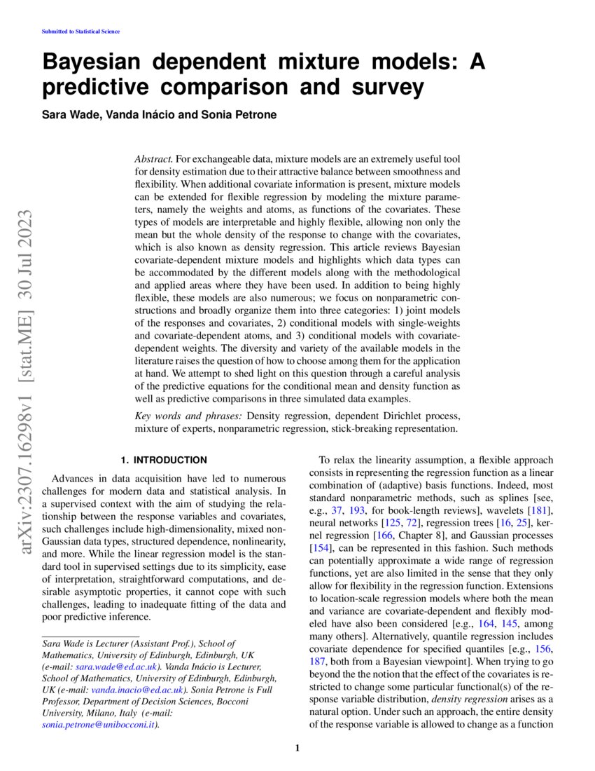 Bayesian Dependent Mixture Models A Predictive Comparison And Survey