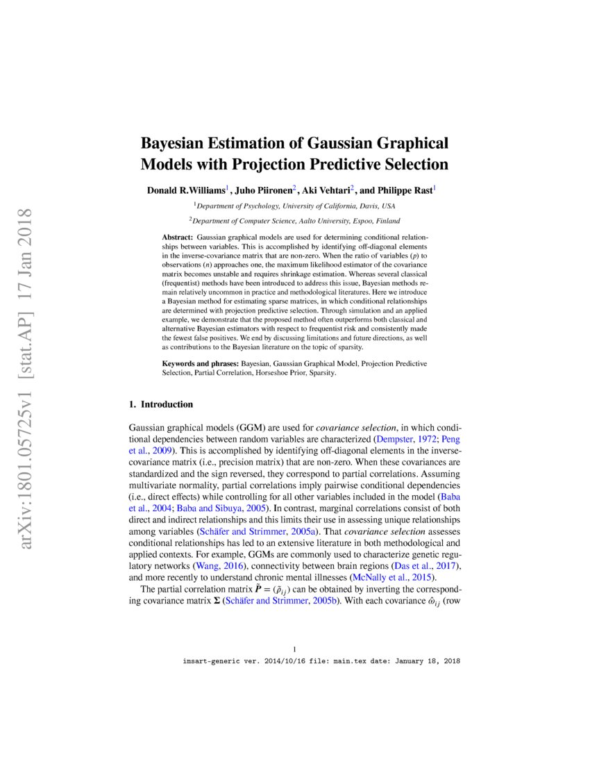 Bayesian Estimation of Gaussian Graphical Models with Projection ... Bayesian Estimation of Gaussian Graphical Models with Projection ...