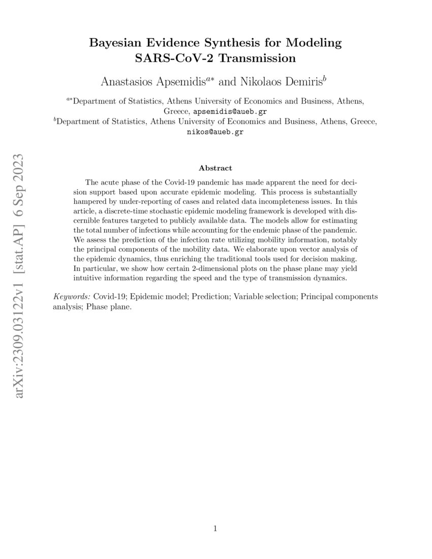 Bayesian Evidence Synthesis for Modeling SARS-CoV-2 Transmission | DeepAI