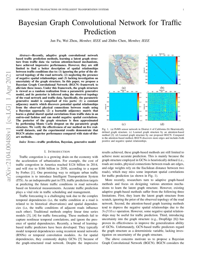 Bayesian Graph Convolutional Network for Traffic Prediction | DeepAI