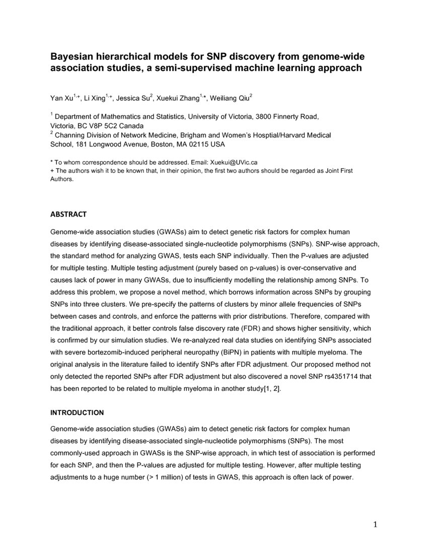 Bayesian hierarchical models for SNP discovery from genome-wide association studies, a semi ...