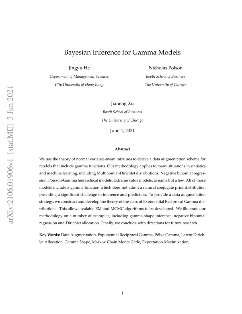 Bayesian Inference For Gamma Models Deepai