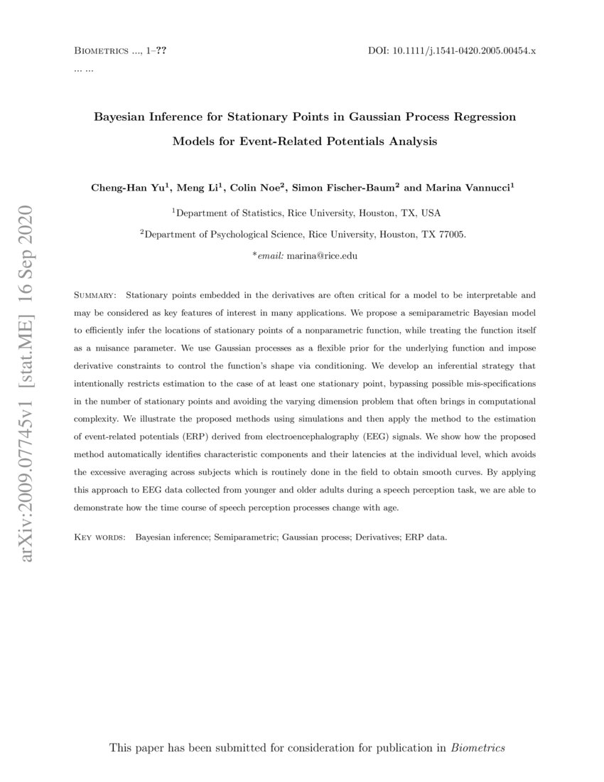 Bayesian Inference For Stationary Points In Gaussian Process Regression Models For Event Related