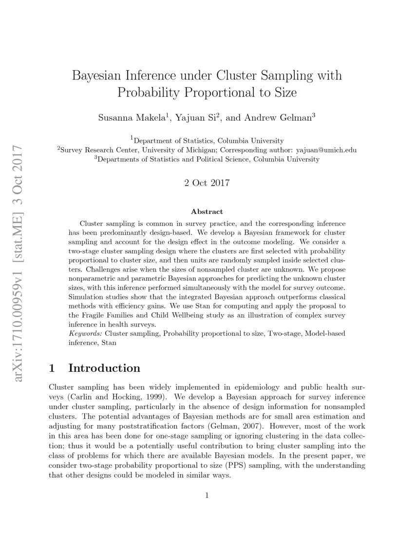 Bayesian Inference under Cluster Sampling with Probability Proportional to Size | DeepAI