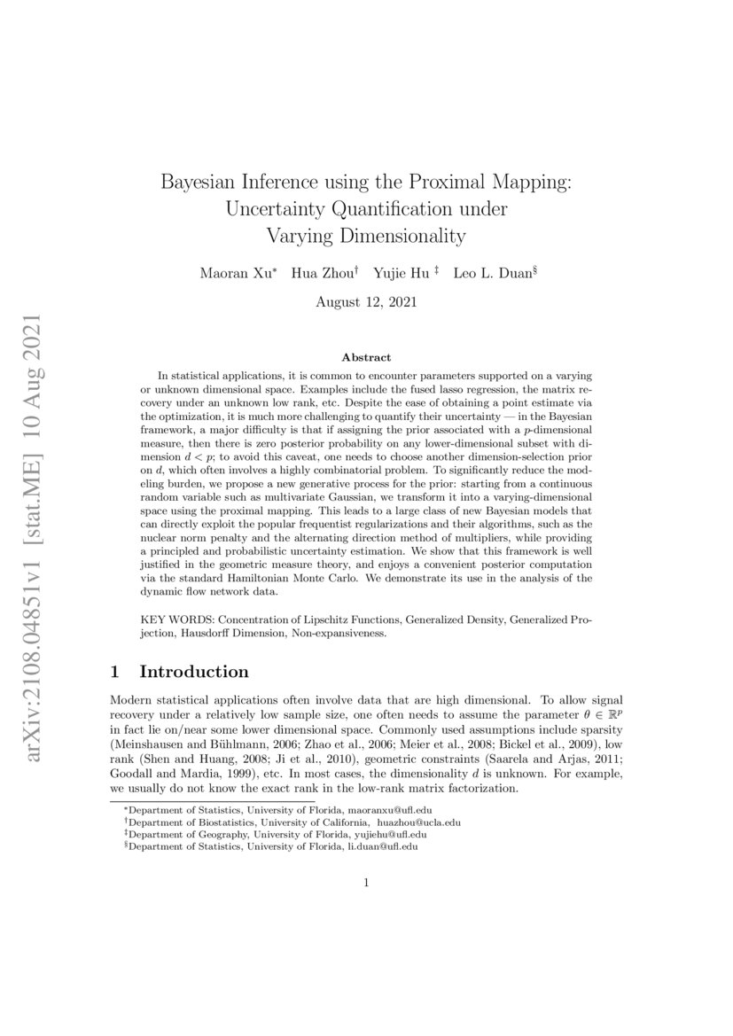 Bayesian Inference using the Proximal Mapping: Uncertainty Quantification under Varying ...