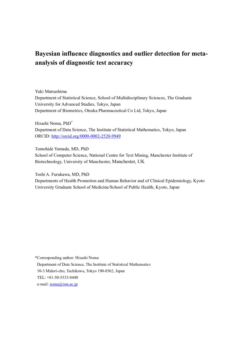 Bayesian Influence Diagnostics And Outlier Detection For Meta Analysis