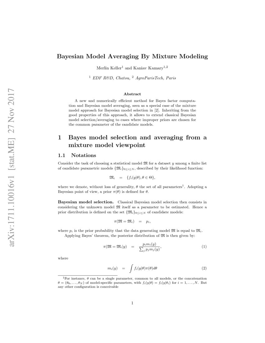 Bayesian Model Averaging By Mixture Modeling Deepai