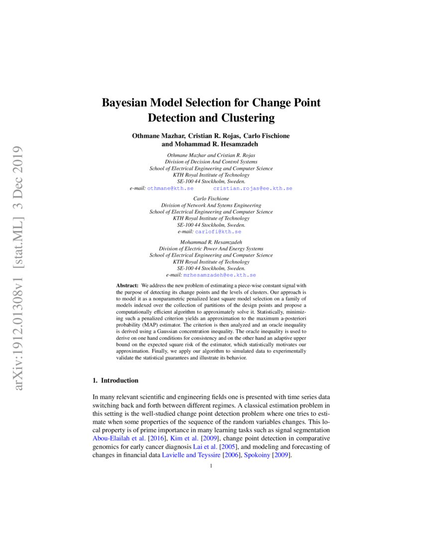 Bayesian Model Selection for Change Point Detection and Clustering | DeepAI