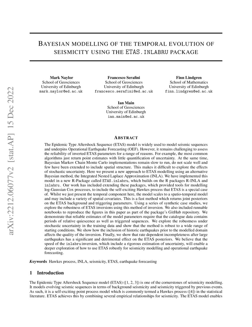 Bayesian Modelling Of The Temporal Evolution Of Seismicity Using The Labru R Package Deepai