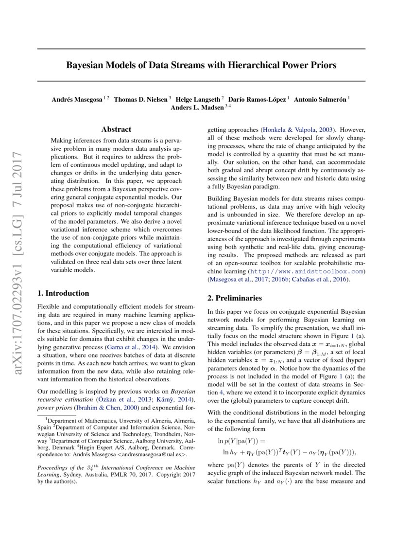 Bayesian Models of Data Streams with Hierarchical Power Priors | DeepAI