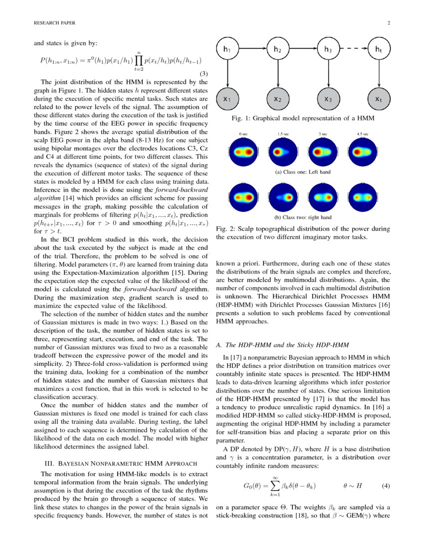 Bayesian Nonparametric Models For Synchronous Brain Computer Interfaces