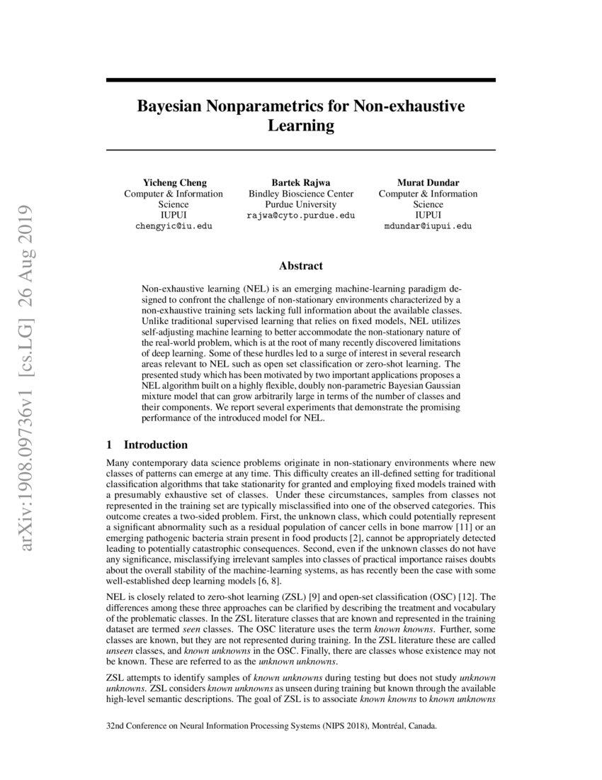 Bayesian Nonparametrics for Non-exhaustive Learning | DeepAI