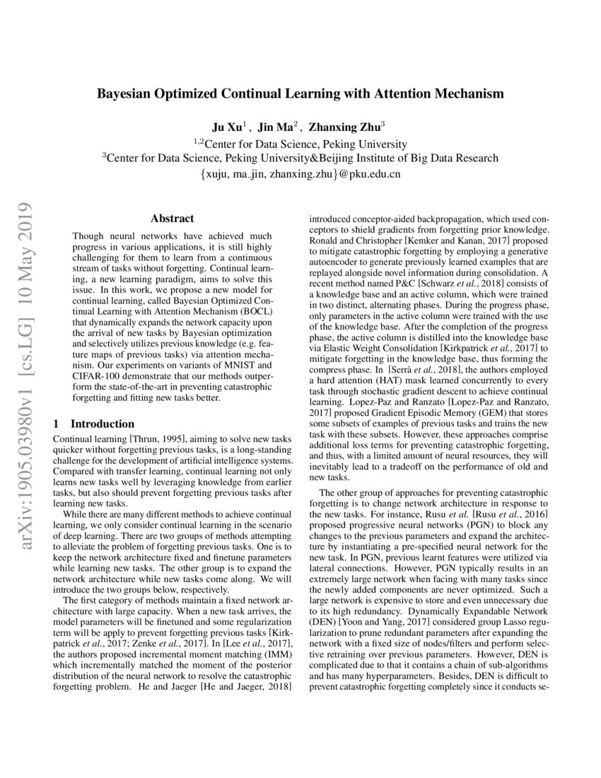 Bayesian Optimized Continual Learning with Attention Mechanism | DeepAI