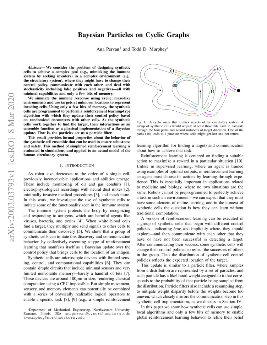 Bayesian Particles on Cyclic Graphs | DeepAI