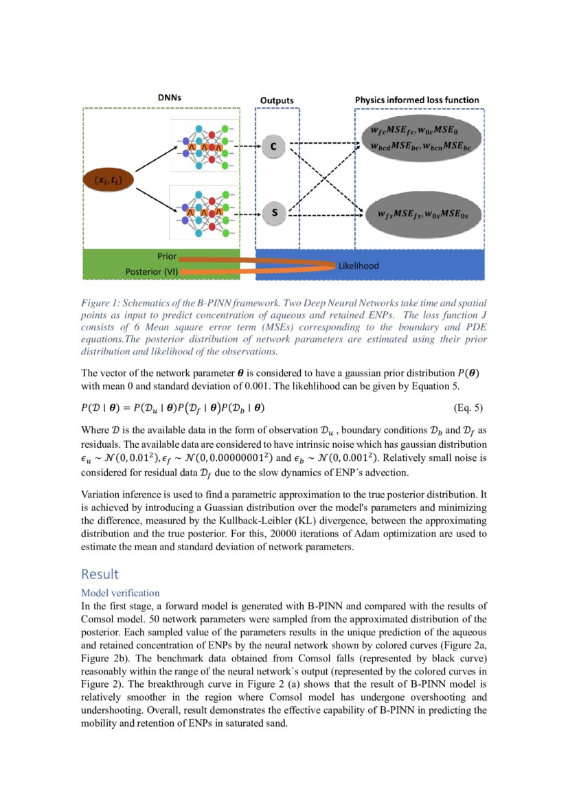 Bayesian Physics Informed Neural Network For The Forward And Inverse