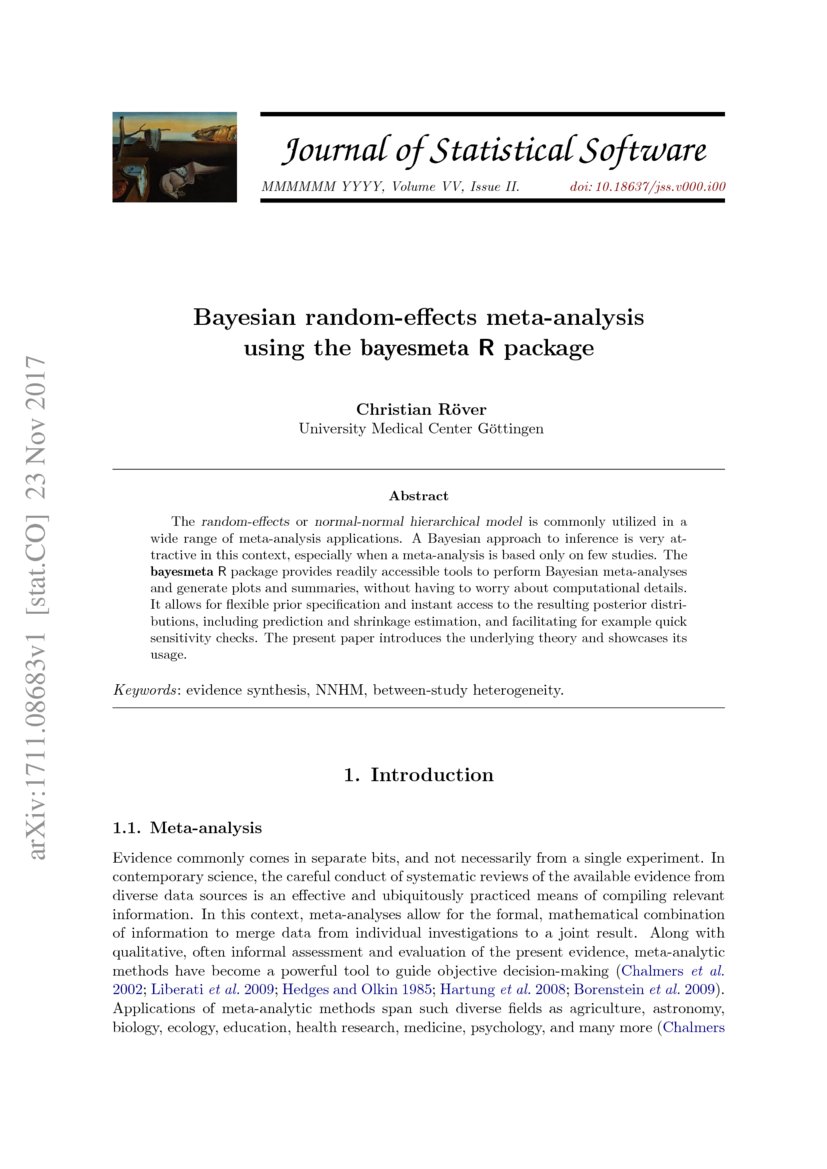 Bayesian Random Effects Meta Analysis Using The Bayesmeta R Package