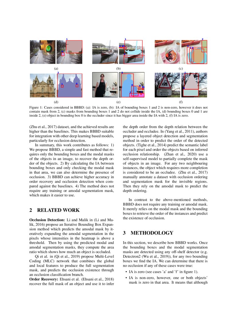Bbbd Bounding Box Based Detector For Occlusion Detection And Order