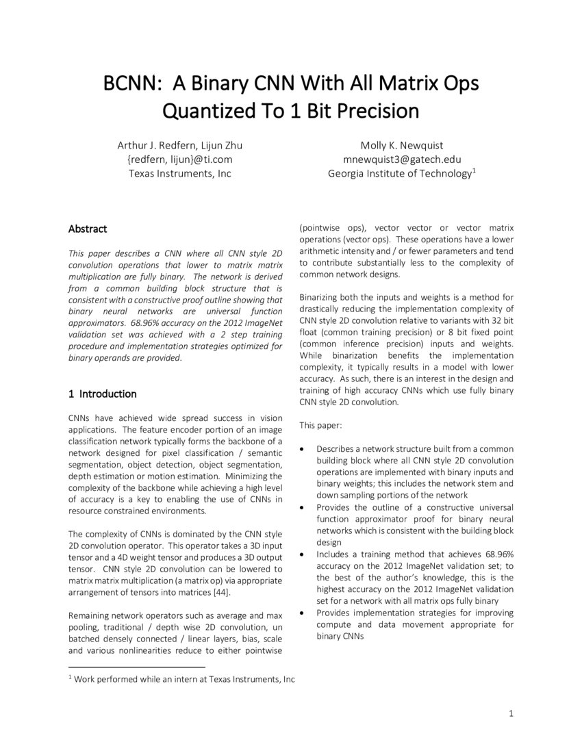 BCNN: A Binary CNN with All Matrix Ops Quantized to 1 Bit Precision ...