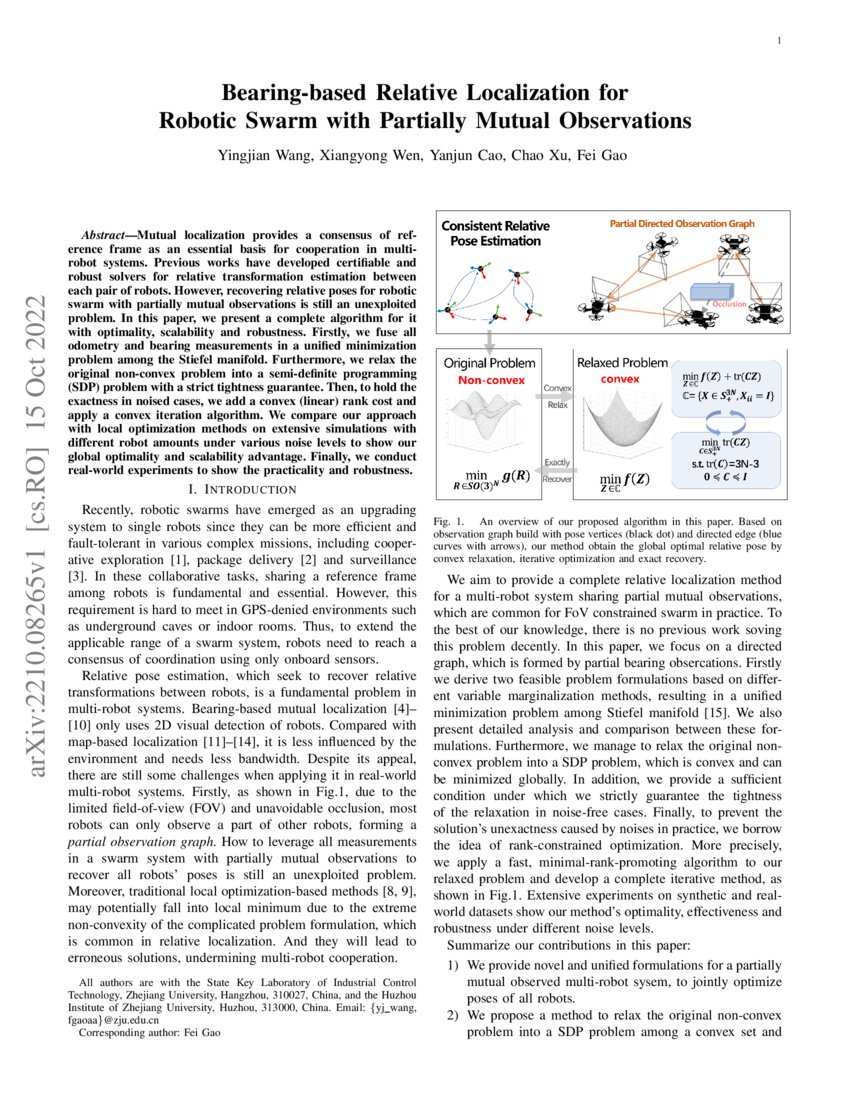 Bearing Based Relative Localization For Robotic Swarm With Partially Mutual Observations Deepai