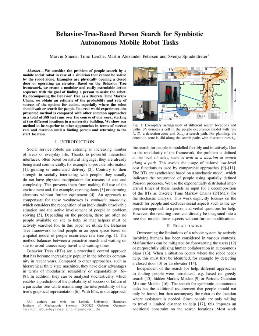 Behavior Tree Based Person Search For Symbiotic Autonomous Mobile Robot Tasks Deepai