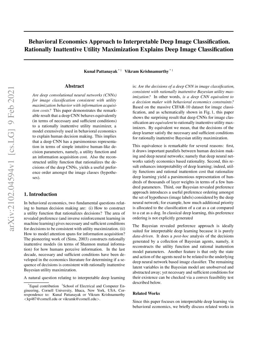 Behavioral Economics Approach to Interpretable Deep Image Classification. Rationally Inattentive ...