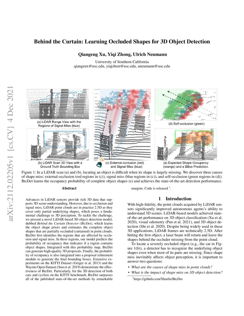 Behind the Curtain: Learning Occluded Shapes for 3D Object Detection ...