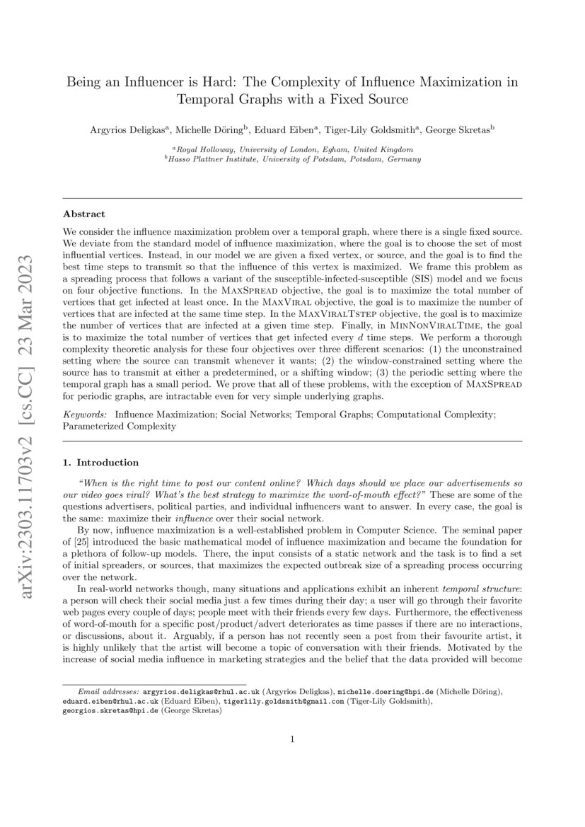Being An Influencer Is Hard The Complexity Of Influence Maximization In Temporal Graphs With A