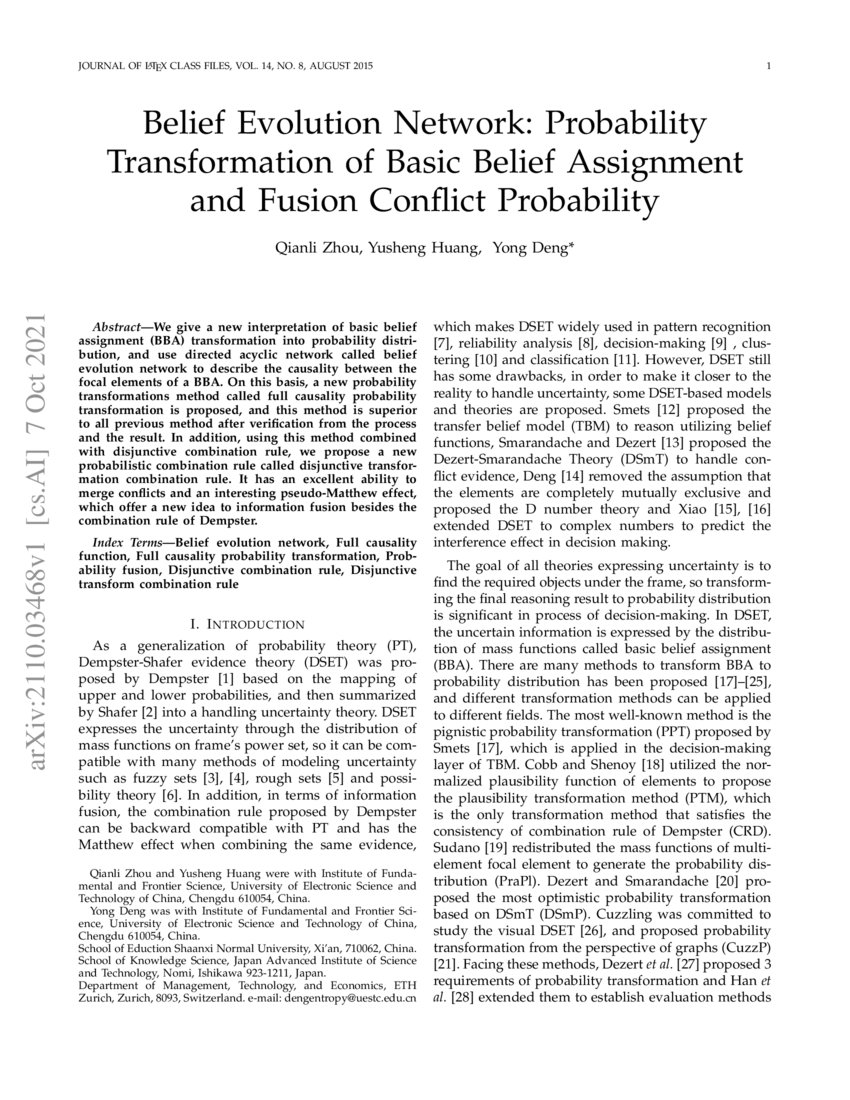 Belief Evolution Network: Probability Transformation of Basic Belief Assignment and Fusion ...