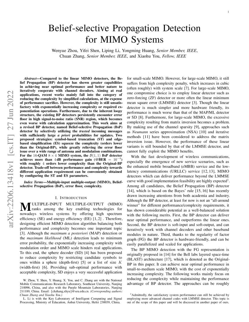 Belief Selective Propagation Detection For Mimo Systems Deepai
