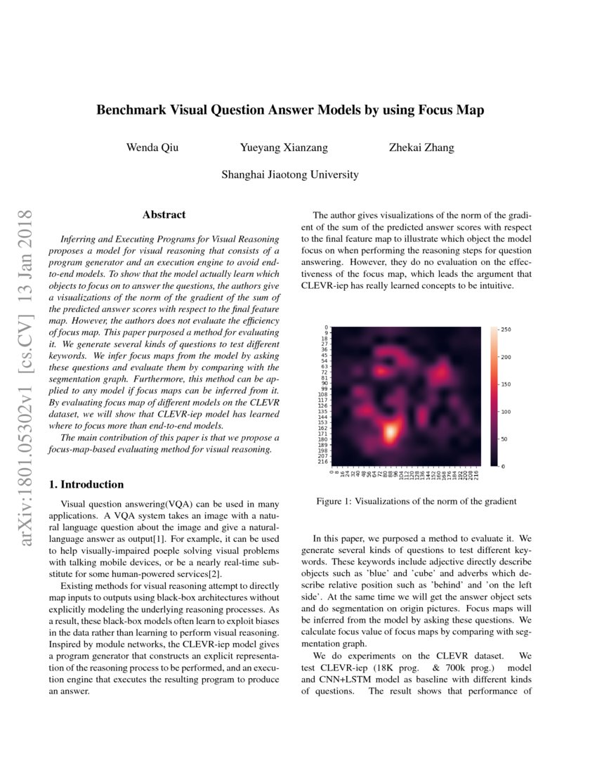 Benchmark Visual Question Answer Models by using Focus Map | DeepAI