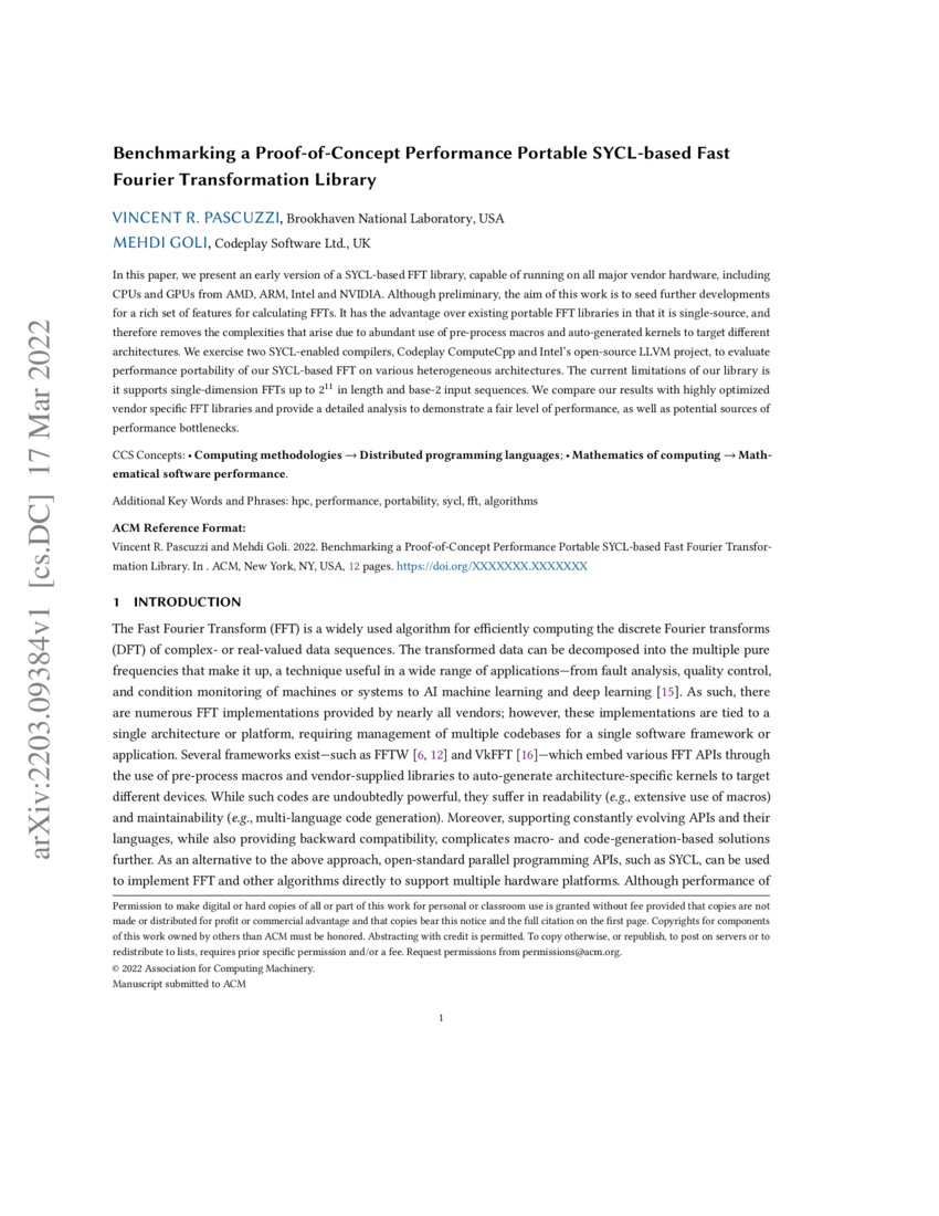 Benchmarking a Proof-of-Concept Performance Portable SYCL-based Fast ...