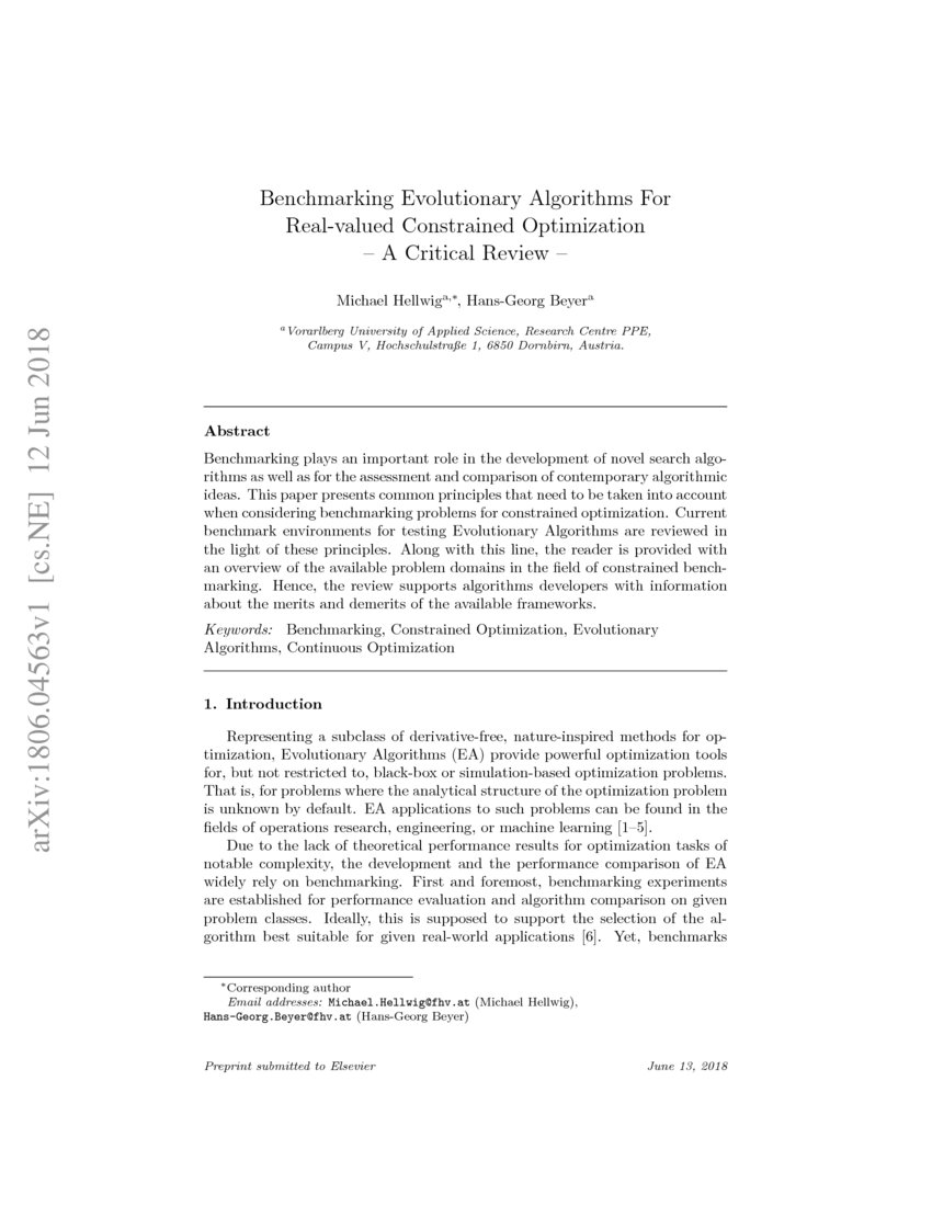 Benchmarking Evolutionary Algorithms For Real-valued Constrained ...
