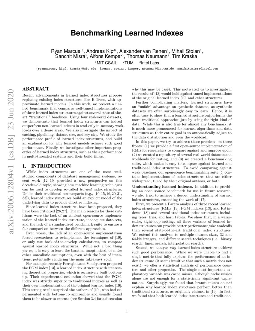 Benchmarking Learned Indexes | DeepAI