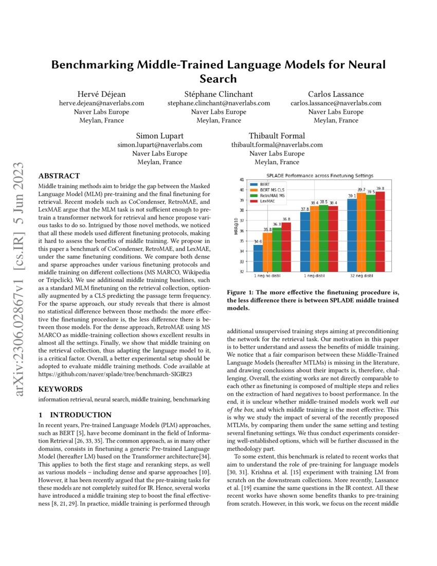 Benchmarking Middle-Trained Language Models for Neural Search | DeepAI