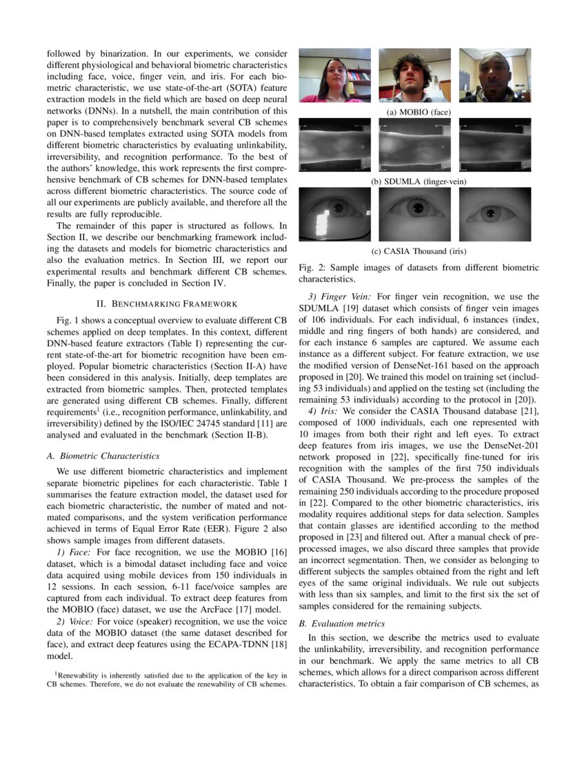 Benchmarking Of Cancelable Biometrics For Deep Templates Deepai