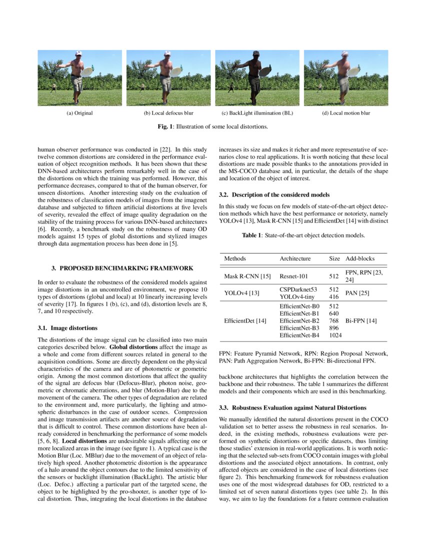 Benchmarking Performance Of Object Detection Under Image Distortions In An Uncontrolled