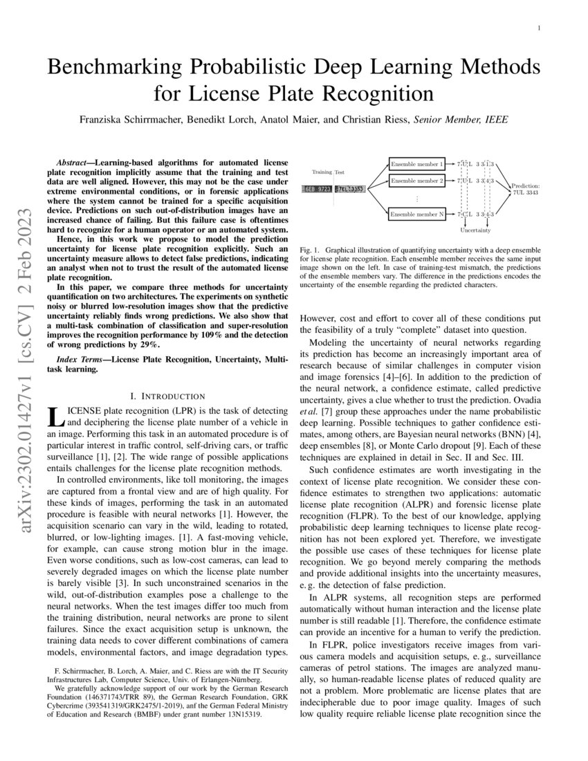 Benchmarking Probabilistic Deep Learning Methods for License Plate Recognition | DeepAI