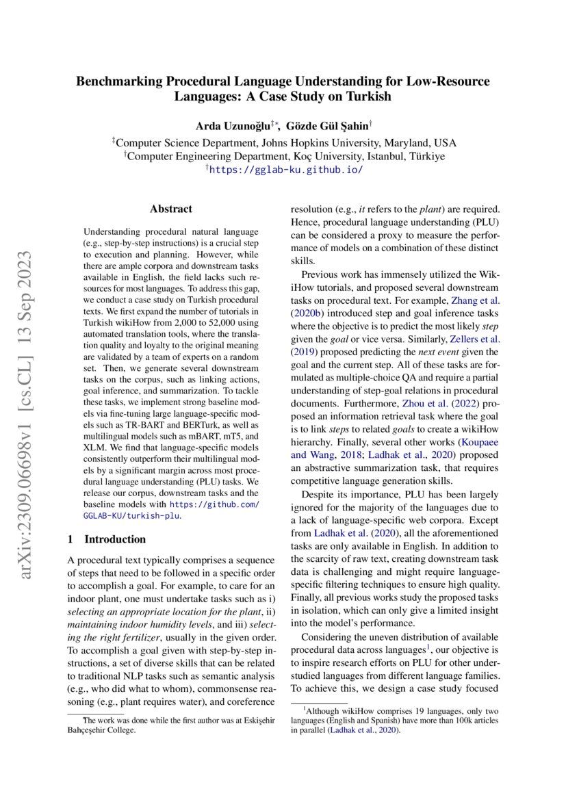 Benchmarking Procedural Language Understanding for Low-Resource ...