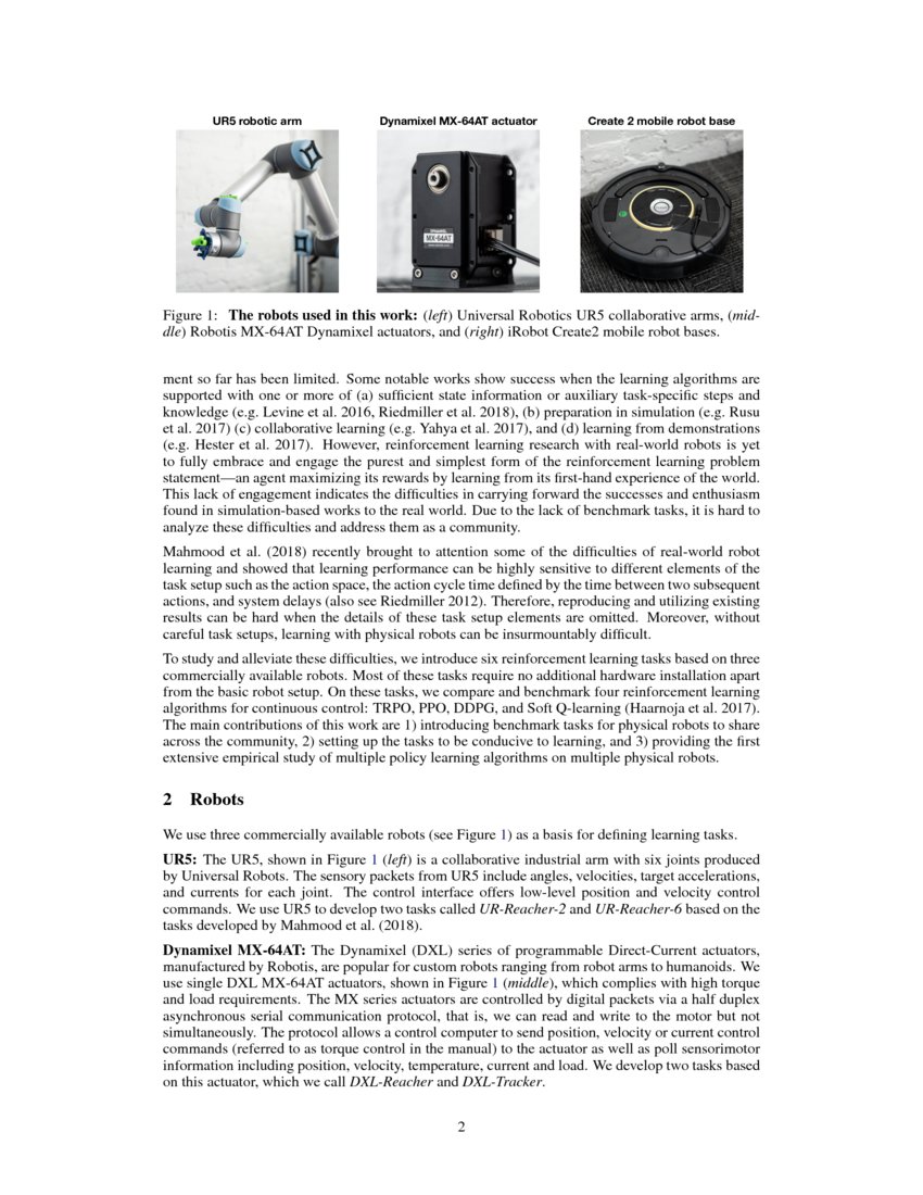 Benchmarking Reinforcement Learning Algorithms on Real-World Robots | DeepAI