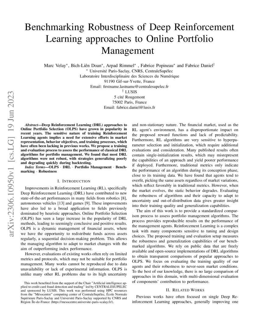 Benchmarking Robustness Of Deep Reinforcement Learning Approaches To Online Portfolio Management