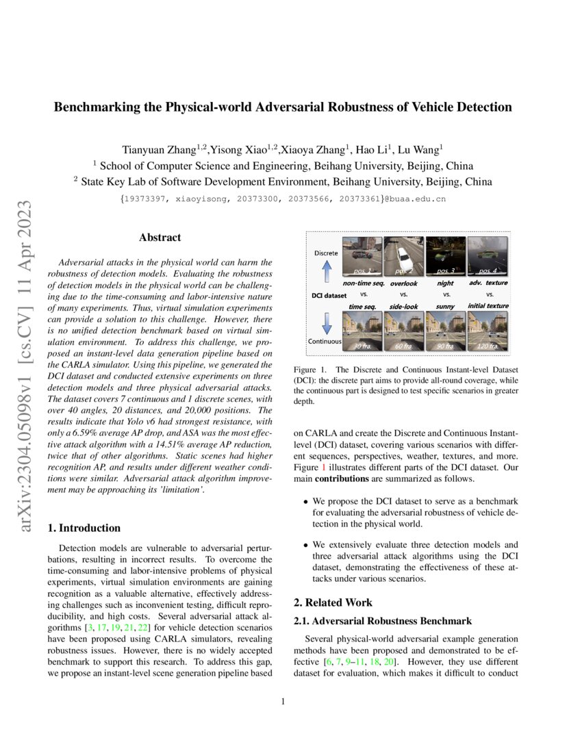 Benchmarking The Physical World Adversarial Robustness Of Vehicle Detection Deepai