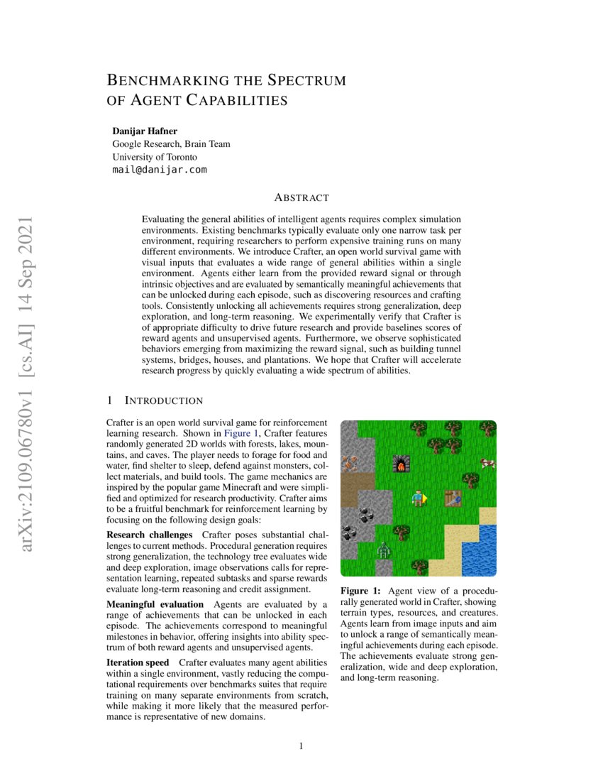 Benchmarking the Spectrum of Agent Capabilities | DeepAI